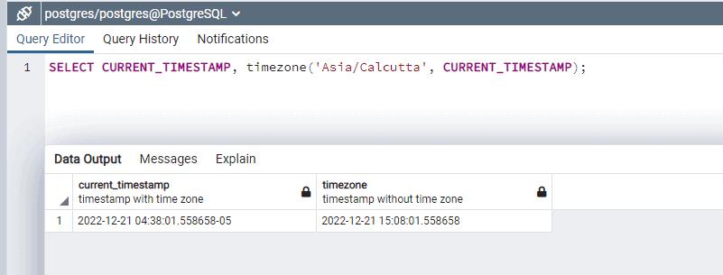 PostgreSQL TimeStamp Data Type