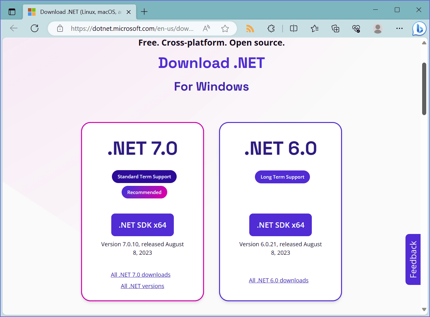 Install .NET Core (.NET 7) and ASP.NET Core