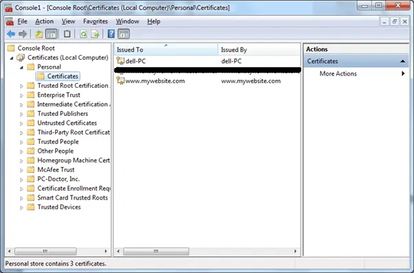 Install an SSL Certificate in localhost Website in IIS