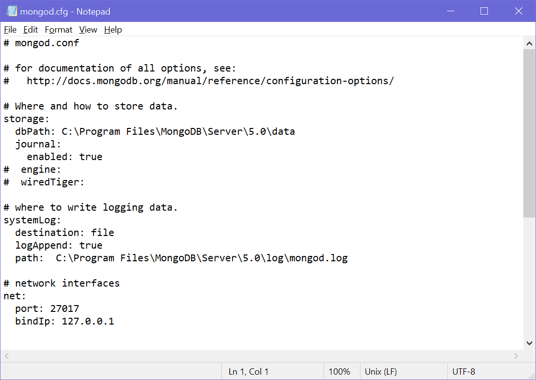 MongoDB Server - mongod, Configurations