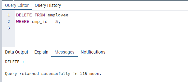 PostgreSQL Delete Data in a Table