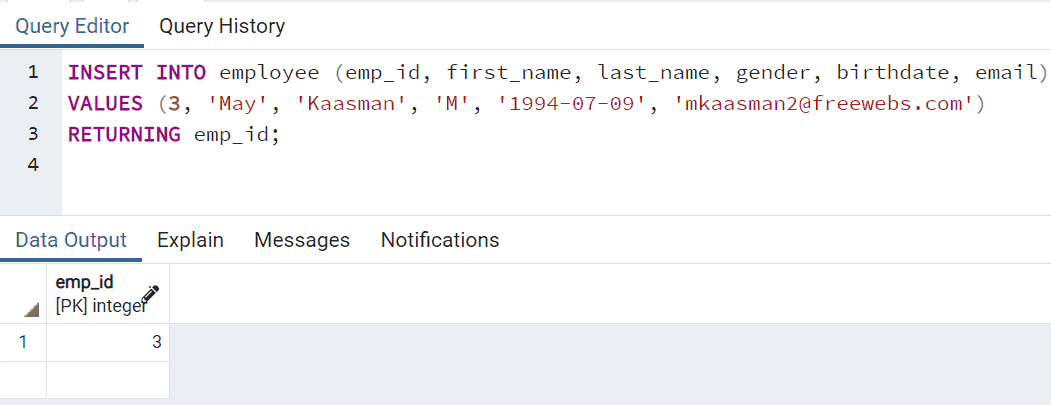 Insert Data into a Table in PostgreSQL