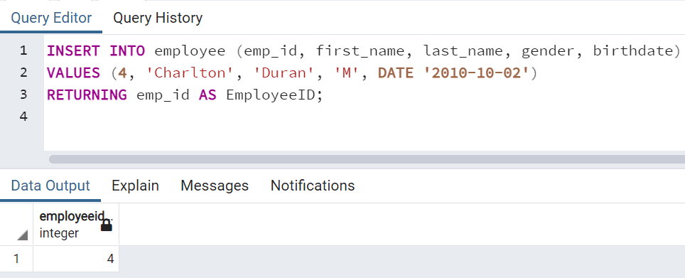 Insert Data into a Table in PostgreSQL
