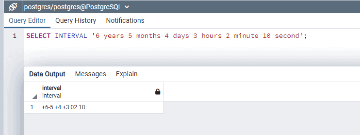 PostgreSQL INTERVAL Data Type