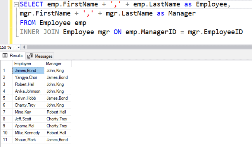 Self-Join in SQL Server