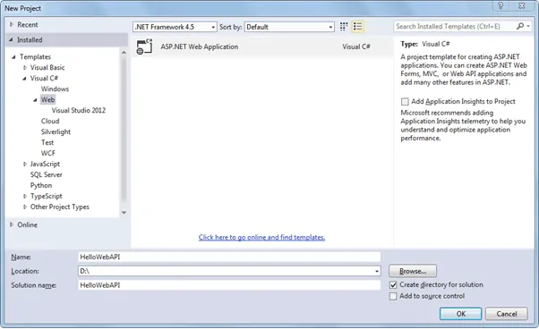Create Web API project