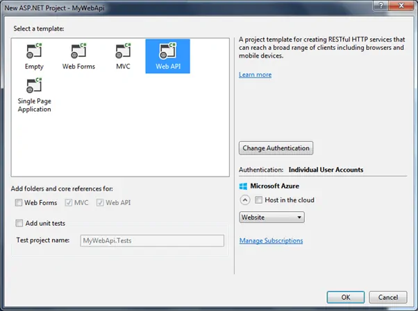 Create Web API project