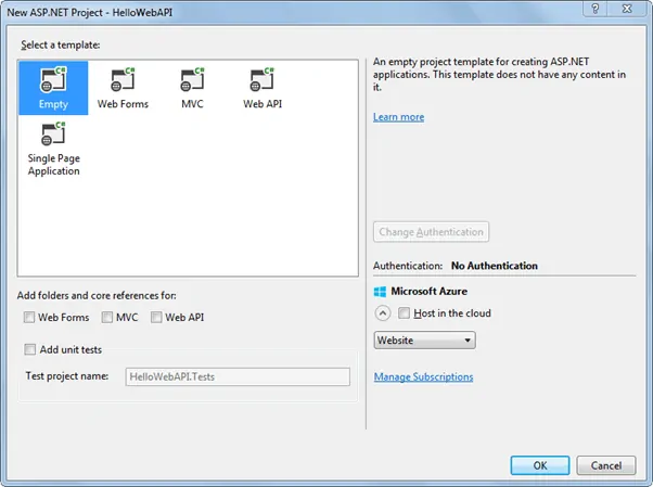 Create Web API project